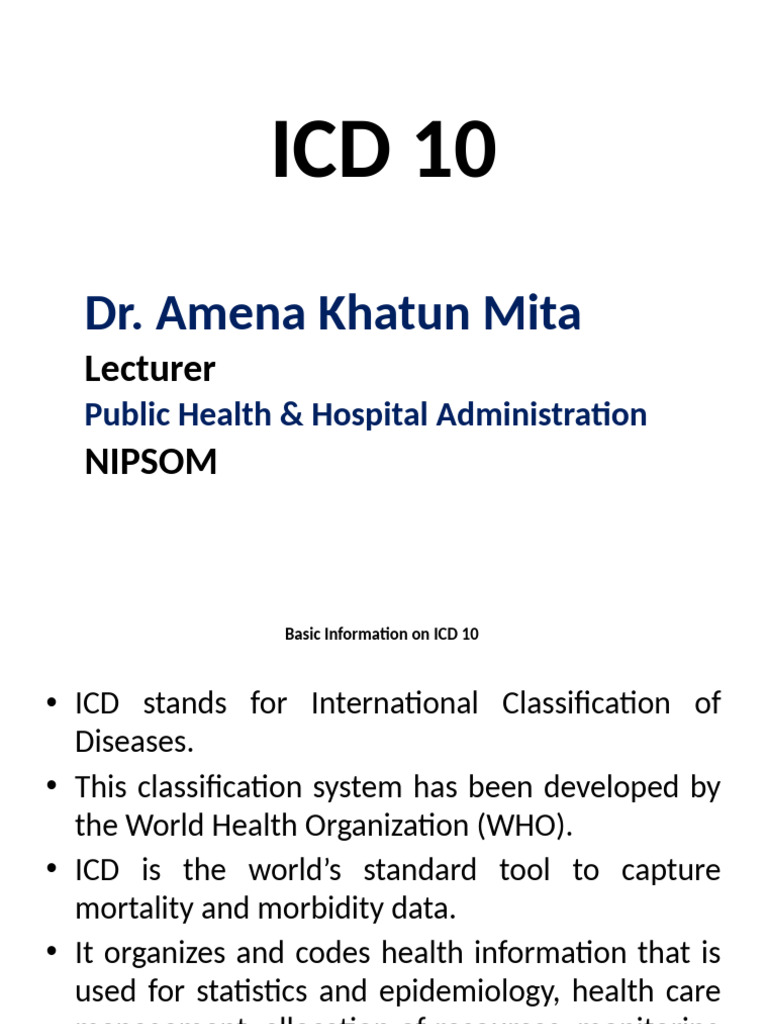 Overview of ICD-10 Classification | PDF | Diseases And Disorders ...