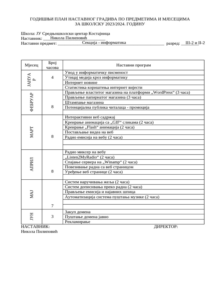 Godisnji Sekcija | PDF