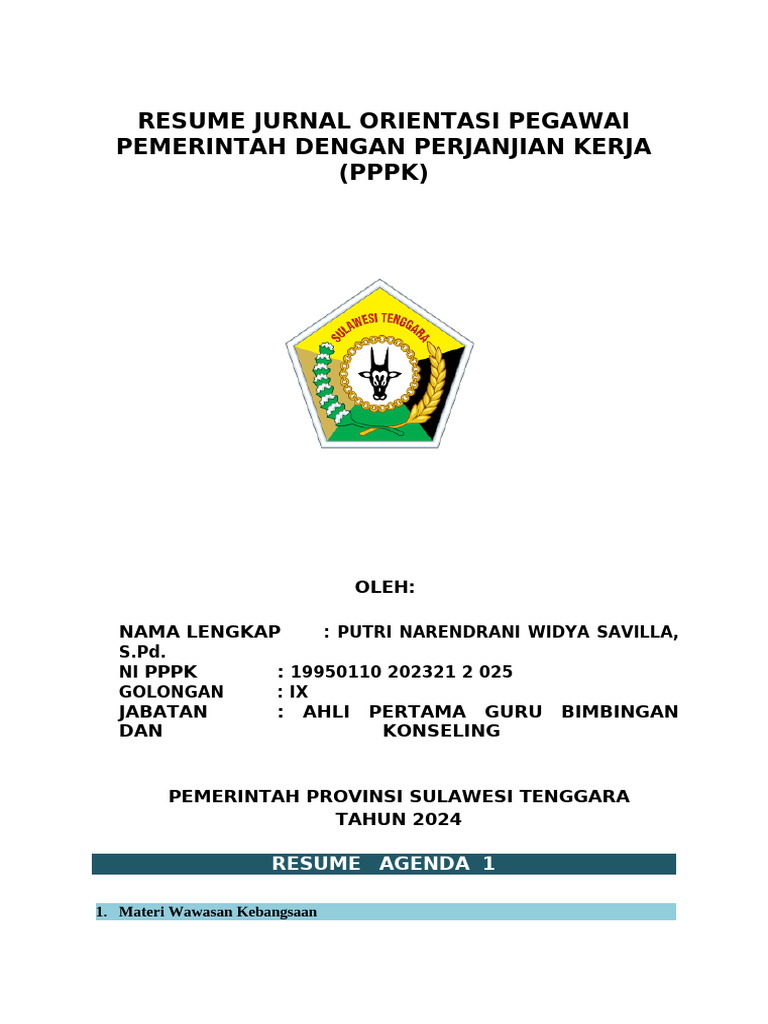 Resume Jurnal Orientasi PPPK 2025 | PDF
