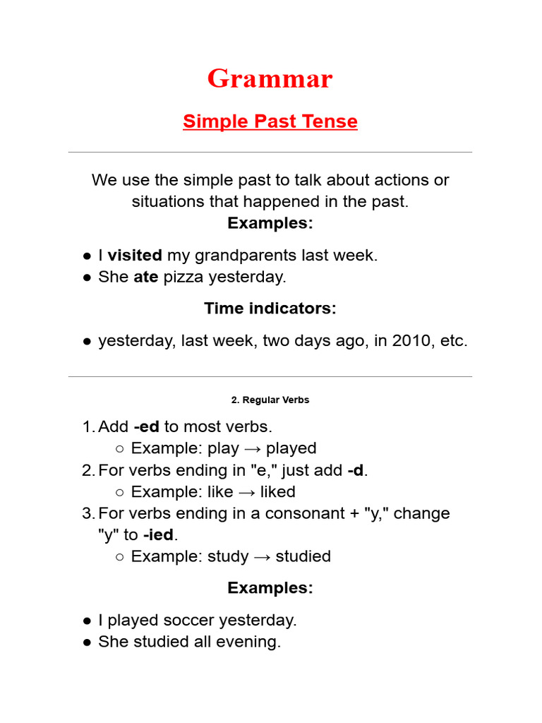 Understanding Simple Past Tense | PDF