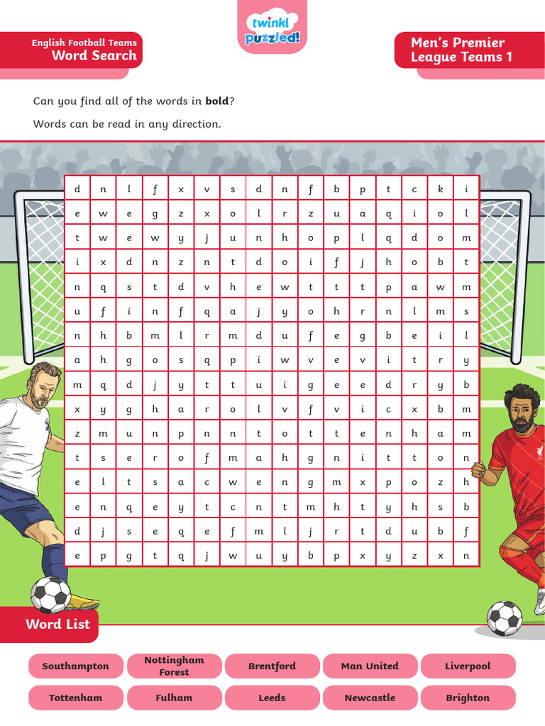 T PZ 1660557192 English Football Teams Word Search - Ver - 2 | PDF ...