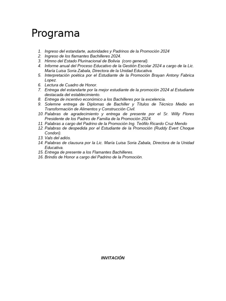 programa para GRADUACION | PDF