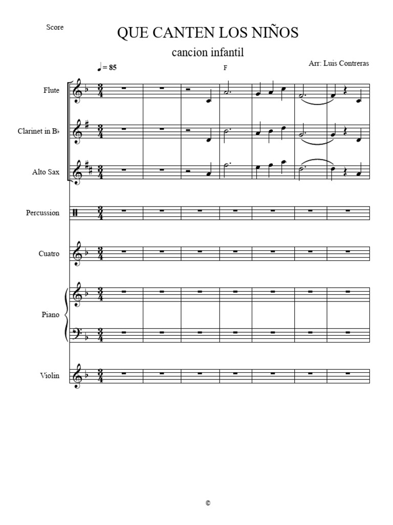 Partitura Infantil: Que Canten los Niños | PDF