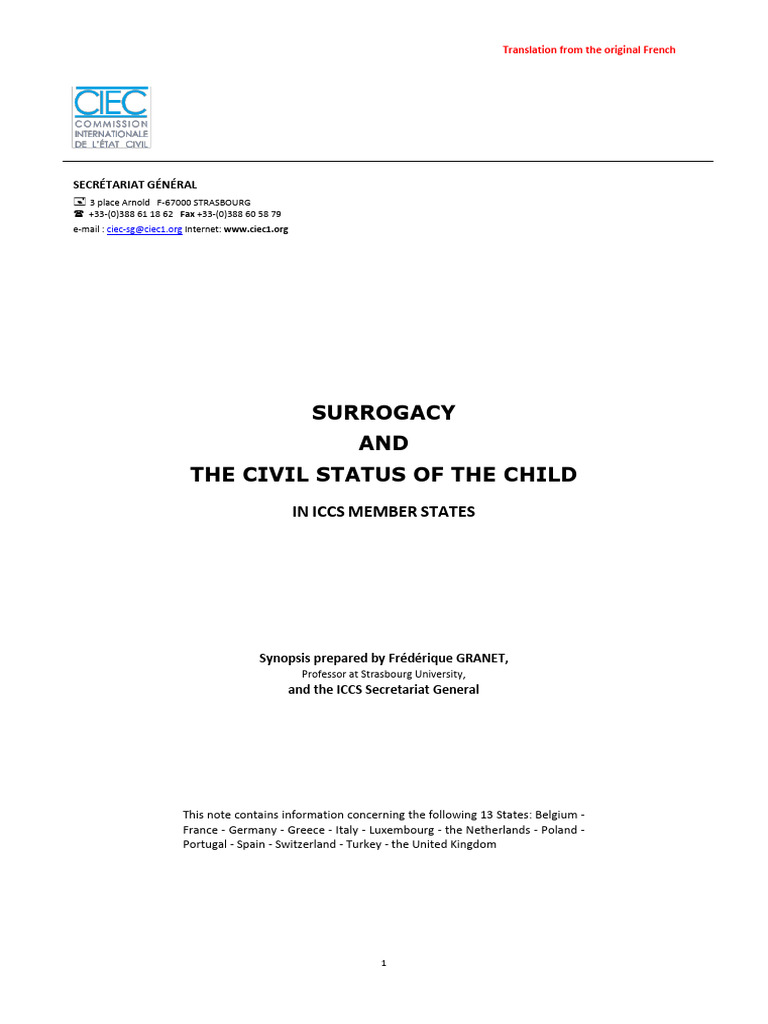 W - ICCS Surrogacy and The Civil Status of The Child | PDF | Surrogacy ...