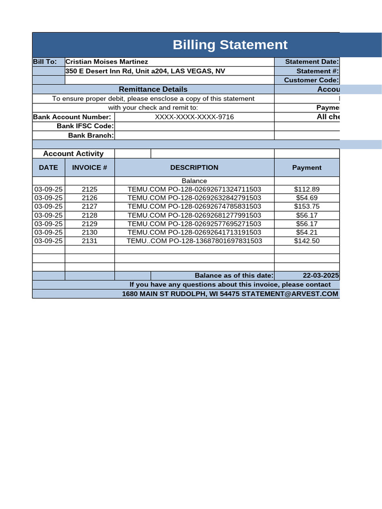 Simple Billing Statement | PDF