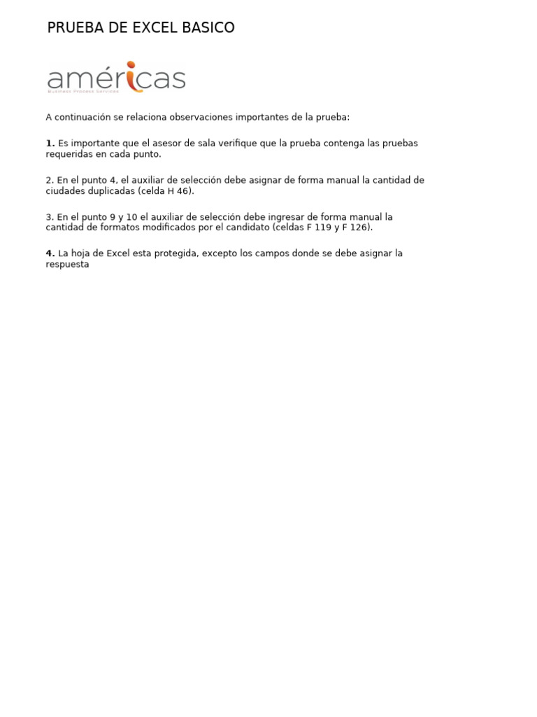 Prueba de Excel Basico | PDF