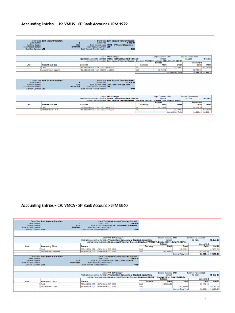 Cashflow Sweeping Account Entries | PDF