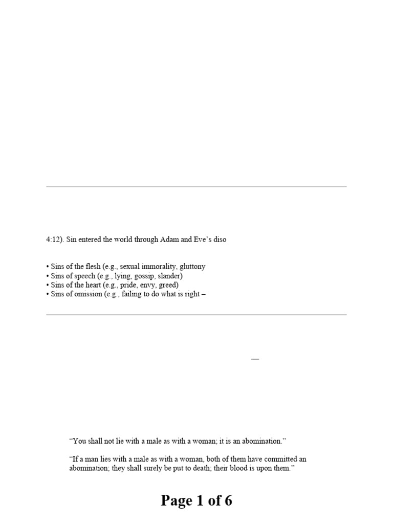 A Comprehensive Biblical Report On Sin, Sexual Sins, and How To Treat ...