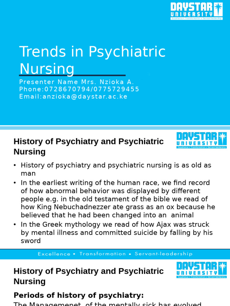 Evolution of Psychiatric Nursing History | PDF | Psychiatry ...