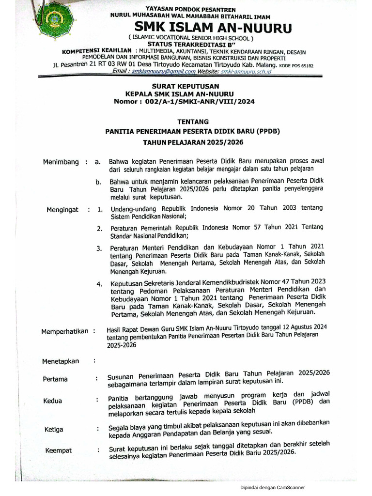 SK Panitia PPDB 2025-2026 | PDF