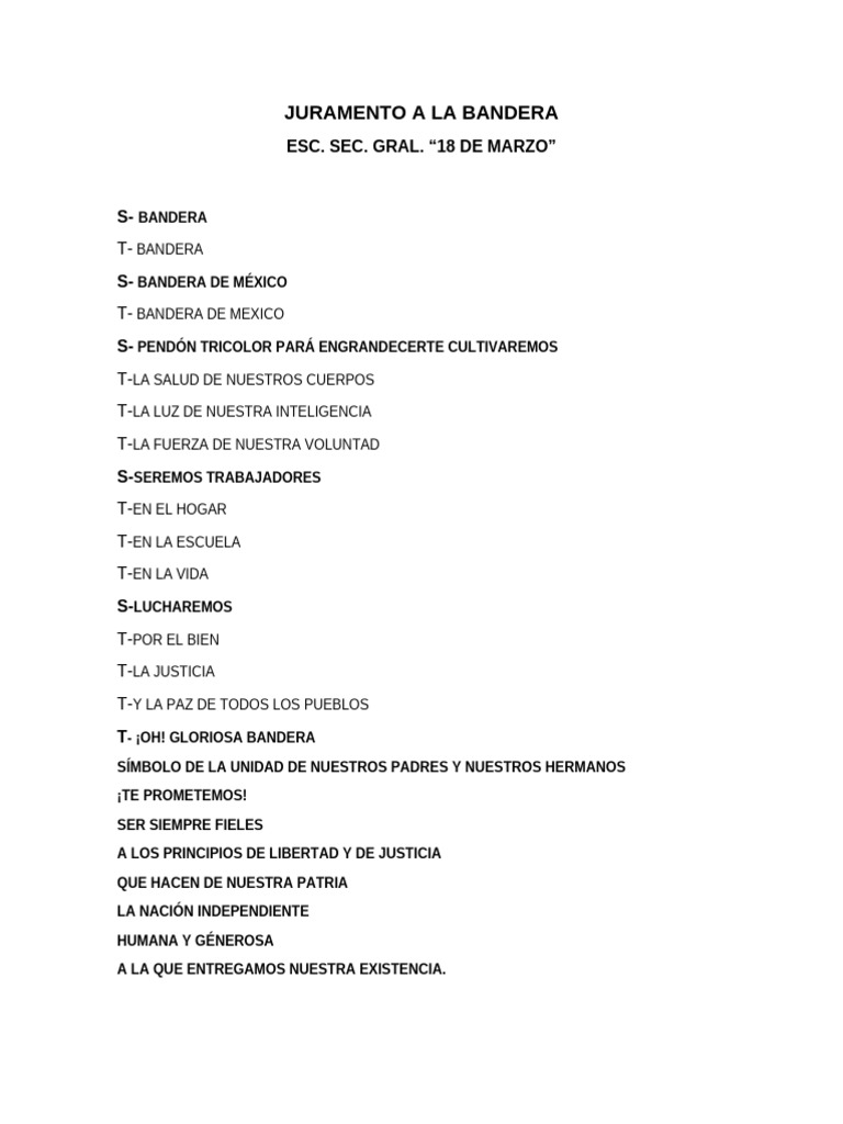Juramento A La Bandera 18 Marzo | PDF
