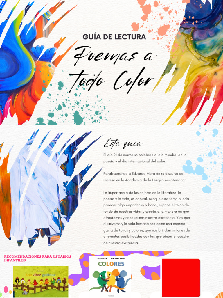 Poemas a todo color - Guía de Lectura | PDF | Color | Poesía