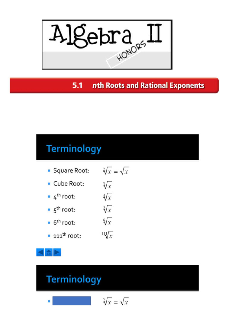 Lesson 1 Nth root Rational Exponent | PDF