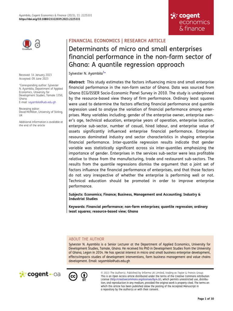 Determinants of Micro and Smal | PDF | Sampling (Statistics ...