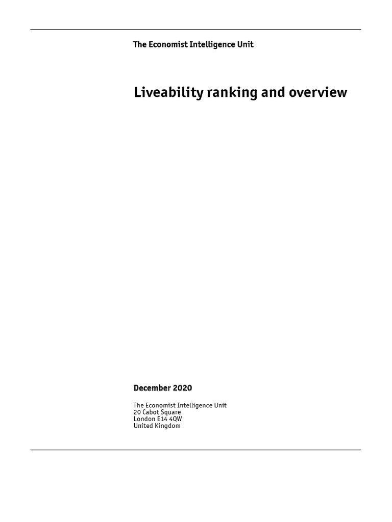 Liveability Ranking and Overview Sample 1 | PDF | Quality Of Life