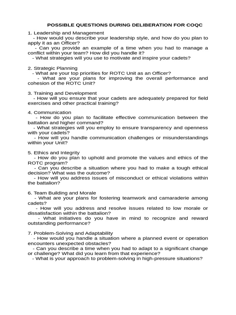 Possible Questions For COQC | PDF