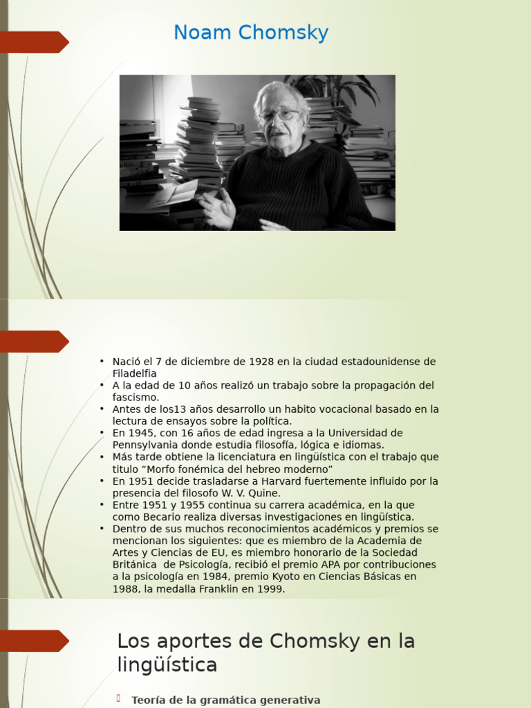 Aportes de Noam Chomsky a la Lingüística | PDF | Noam Chomsky | Oración ...