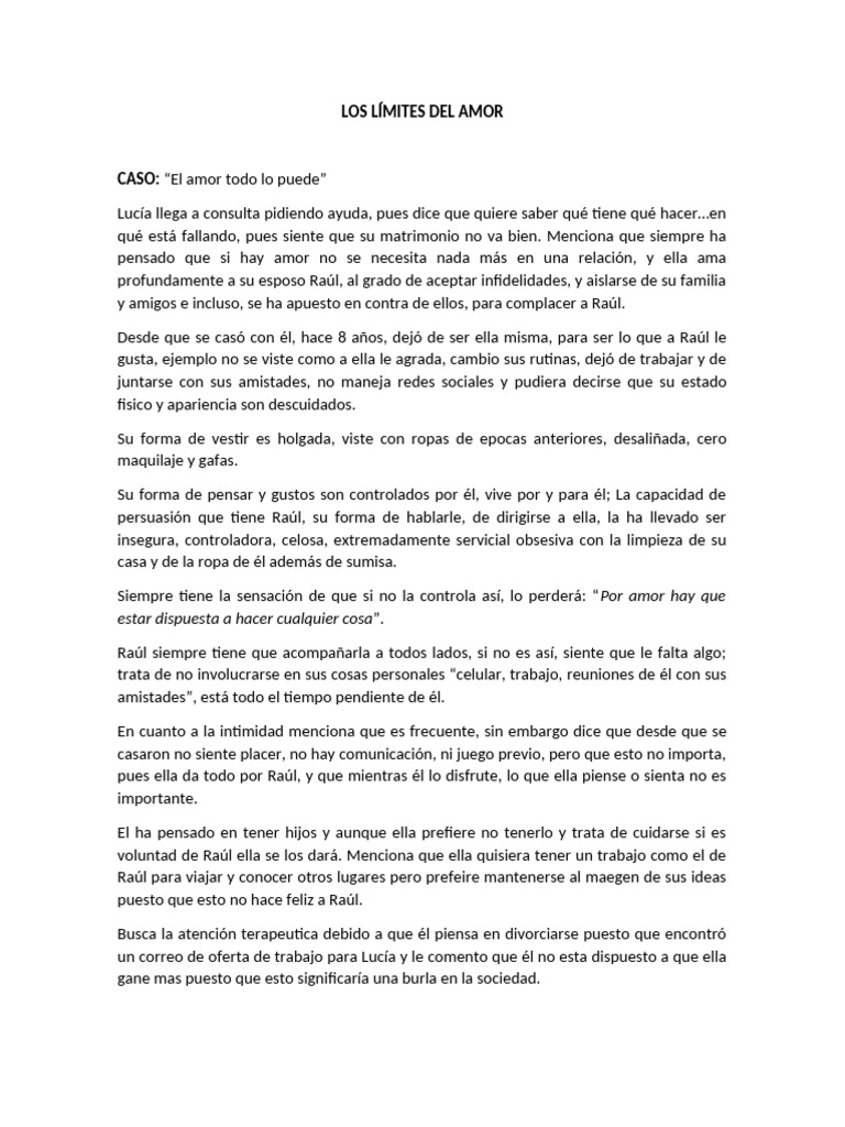 CASO - CLINICO Examden 1 Parcial - (1) - Amor - y - Agresividad | PDF | Amor | Ciencias del ...