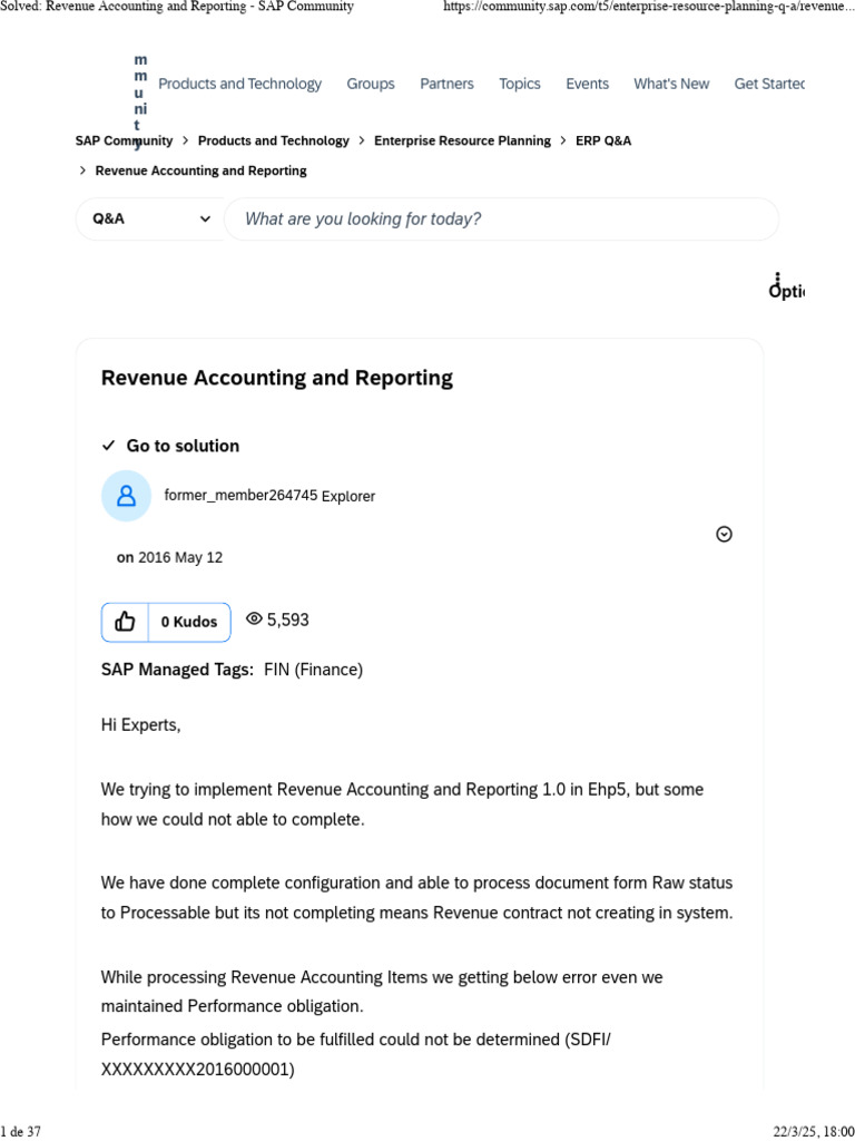 SAP Revenue Accounting Issues & Solutions | PDF | Deferral | Revenue