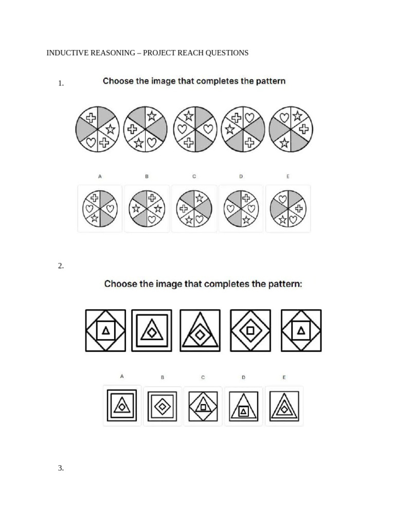 Inductive and Logical Reasoning Pre Test Questions | PDF