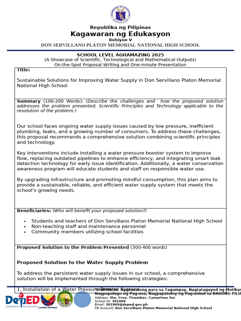 Sample Aghamazing On-The-Spot Proposal Making & Presentation | PDF | Water Conservation | Water ...