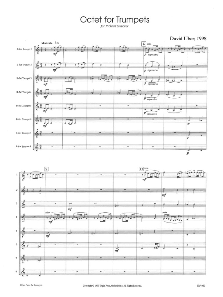 Uber, David - Octet For Trumpets | PDF