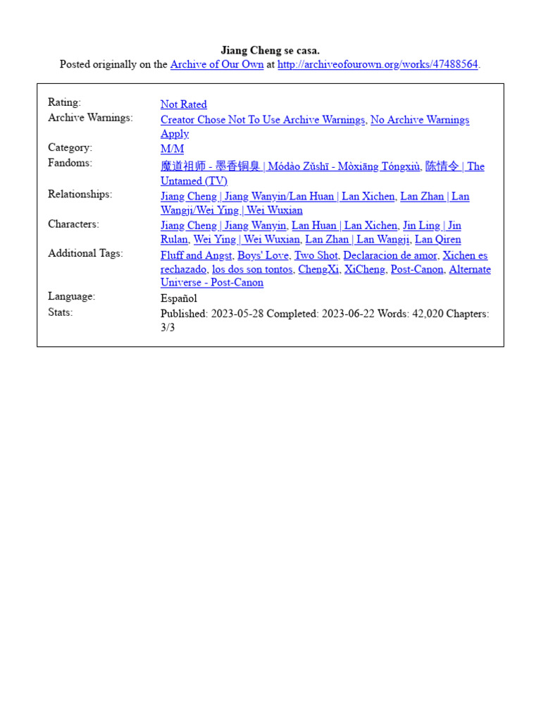 Jiang Cheng Se Casa | PDF