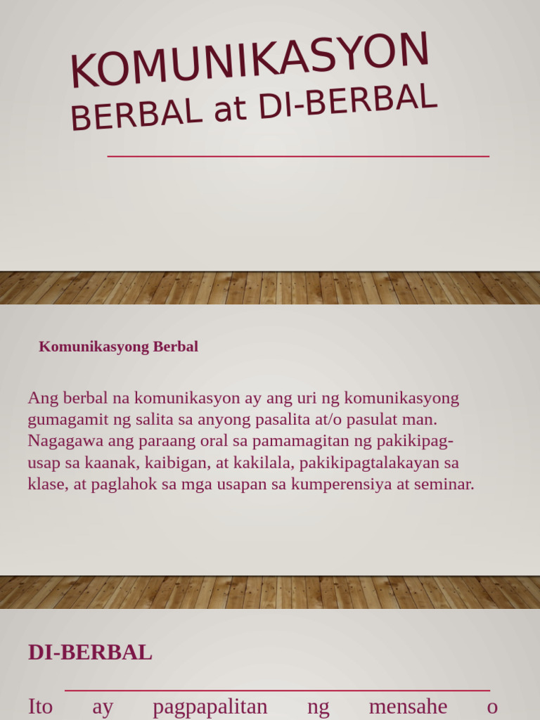 Komunikasyong Berba at Di Berbal | PDF