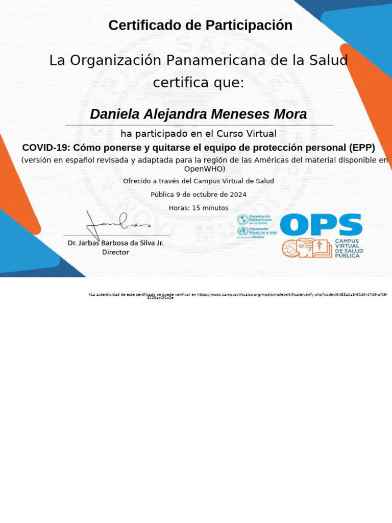 Covid 19 Cómo Ponerse y Quitarse El Equipo de Protección Personal (EPP) - Certificado Del Curso ...