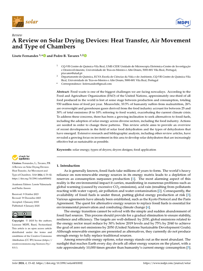 A Review On Solar Drying Devices Heat Transfer Air | PDF | Evaporation | Atmosphere Of Earth