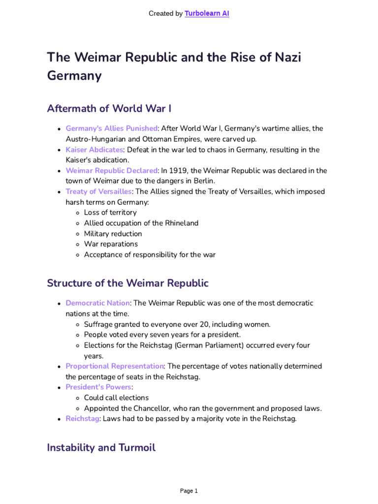 Weimar Republic to Nazi Germany: A History | PDF | Weimar Republic ...