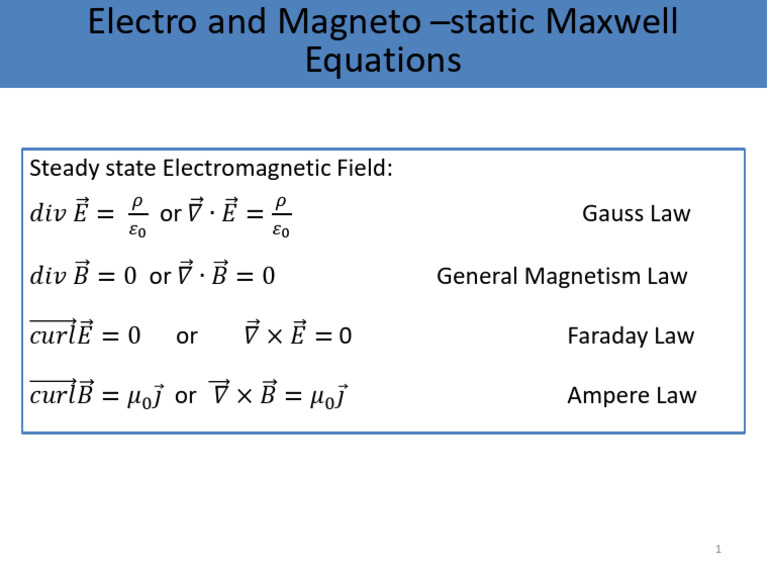 Static Maxwell Equations | PDF