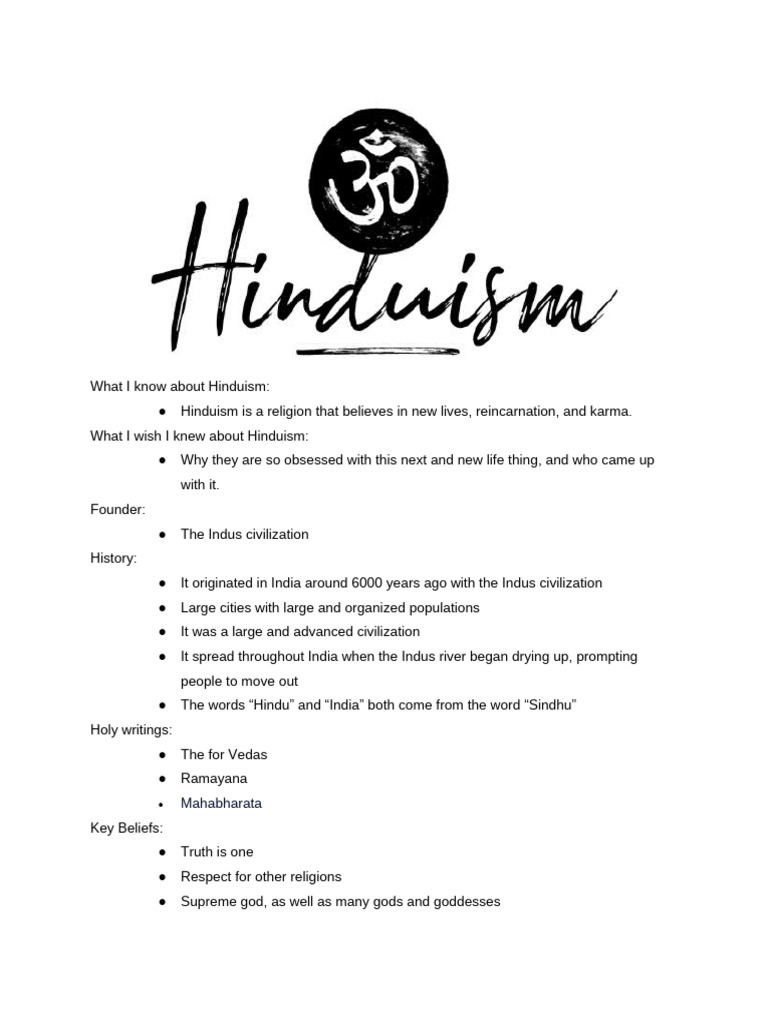 Hinduism Chart | PDF | Deities | Religious Faiths