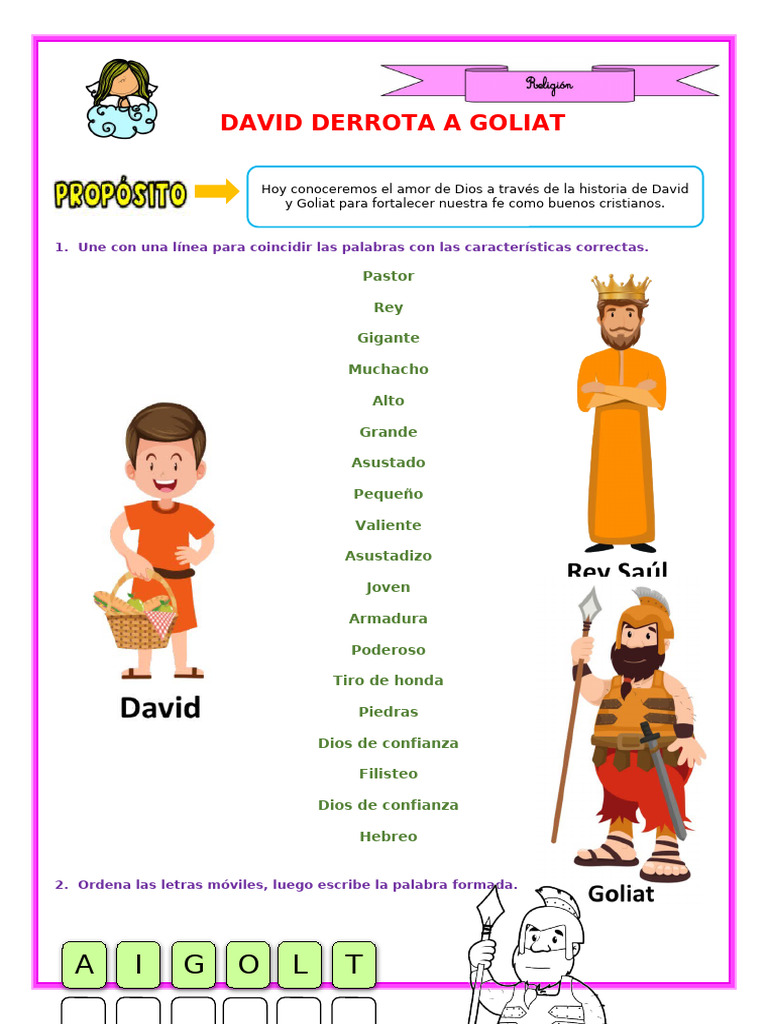 DAVID Y GOLIAT. Rel. Ficha | PDF | Goliat | David
