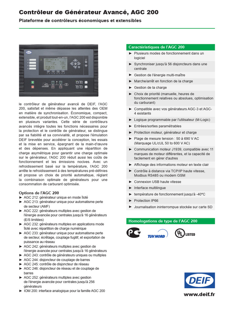 Contrôleur de Générateur AGC 200 | PDF | Informatique