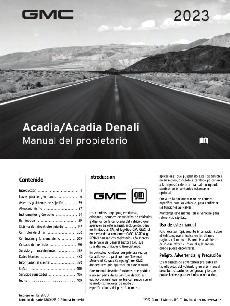 23 GMC Acadia Acadia Denali OM Es MX U MX 85004215A 2022JUN29 | PDF | Motores generales | Vehículos