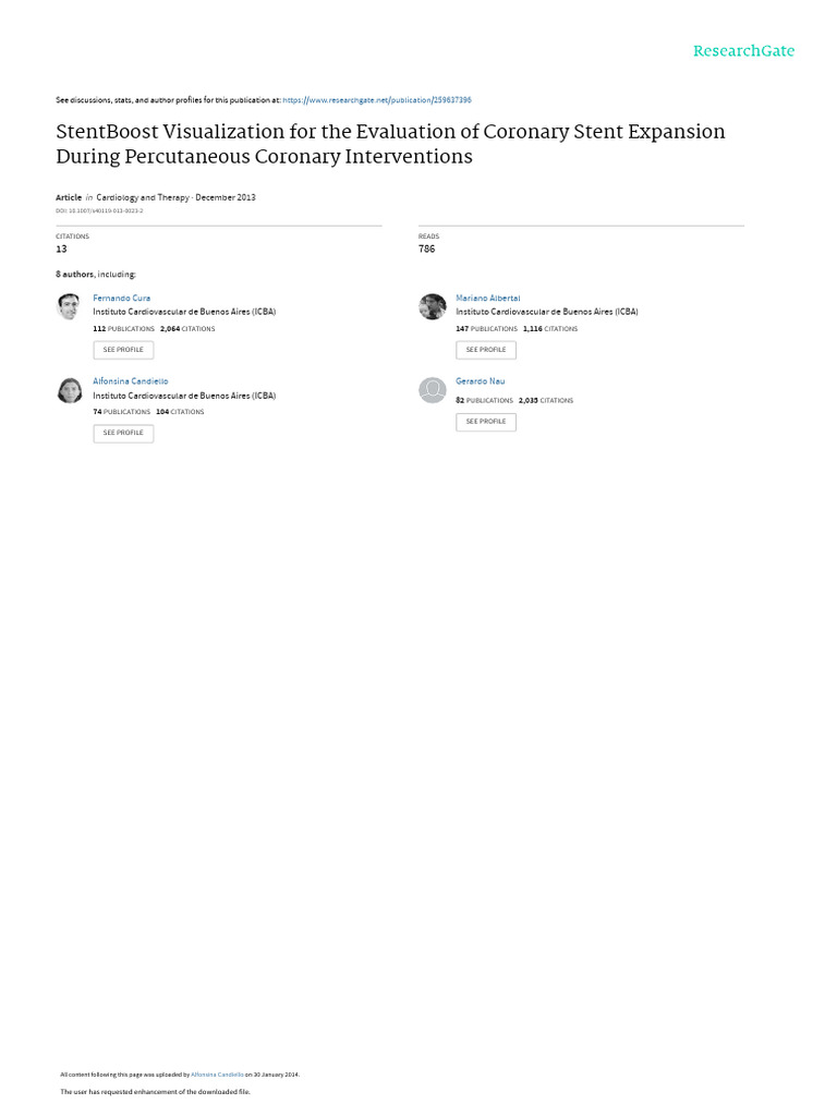 StentBoost Visualization For The Evaluation of Cor | PDF | Percutaneous ...