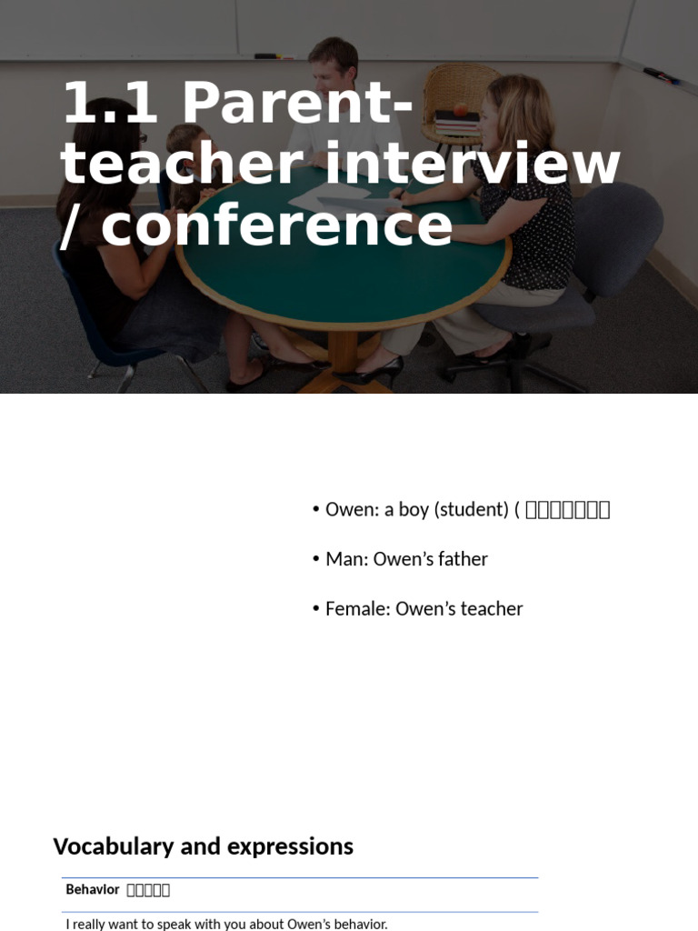 1.1 Parent Teacher Interview | PDF | Teachers | Behavior Modification