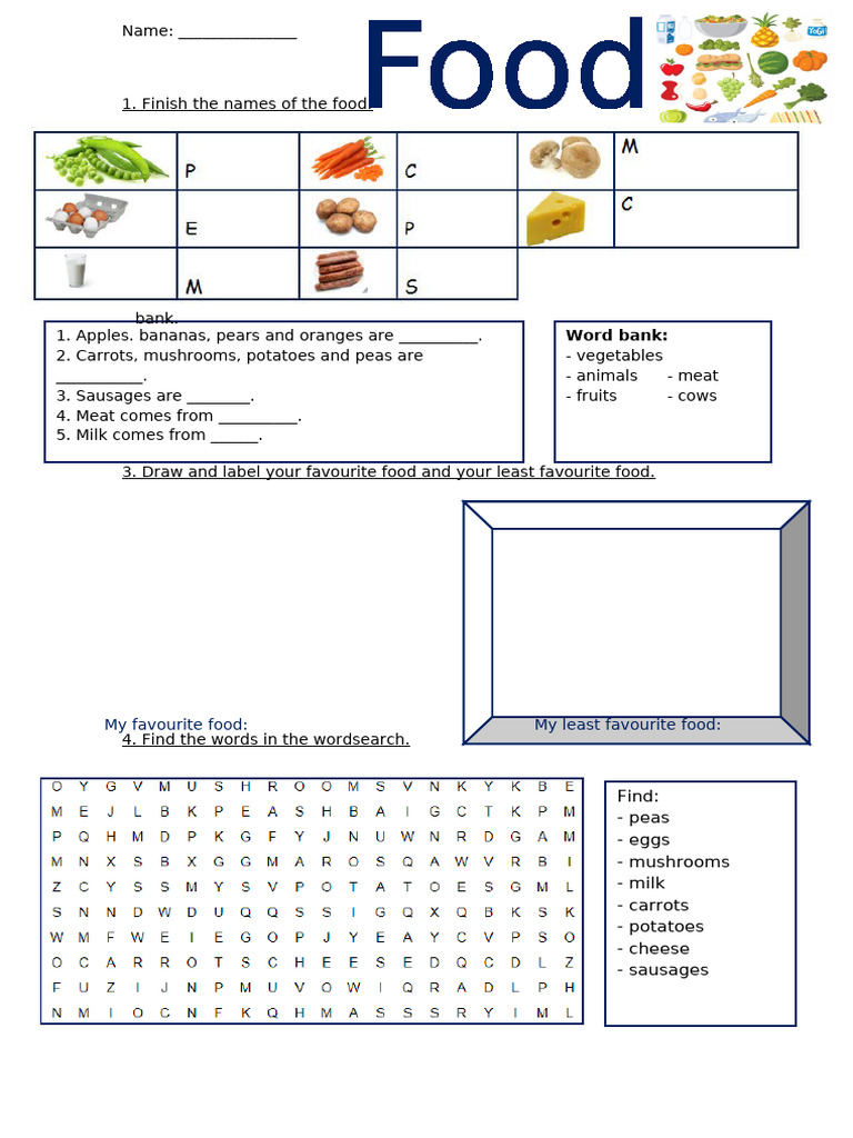 Food Preferences and Vocabulary Activity | PDF