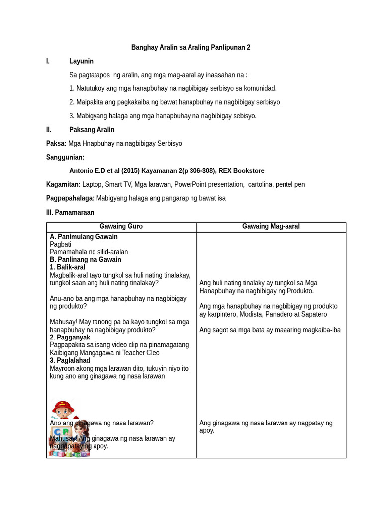 Banghay Aralin sa Araling Panlipunan 2 | PDF