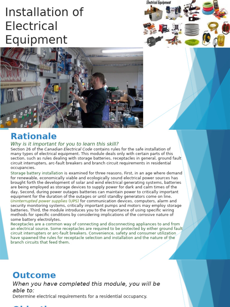 Installation of Electrical Equipment | PDF | Electrical Wiring ...