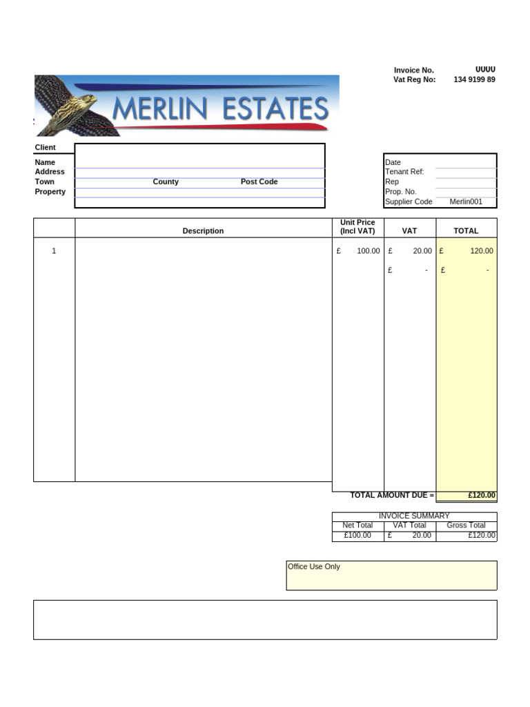 New Merlin Invoice Template USE | PDF