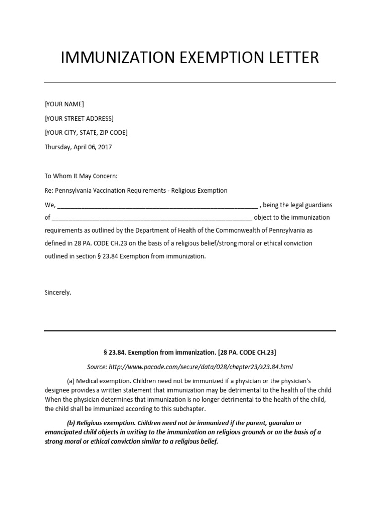 Sample Exemption Letter | PDF