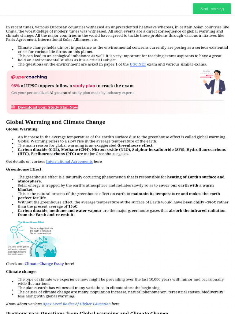 Global Warming and Climate Change - Increase in The Temperature! | PDF