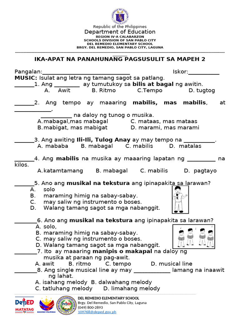 4thperiodical Mapeh 2 | PDF