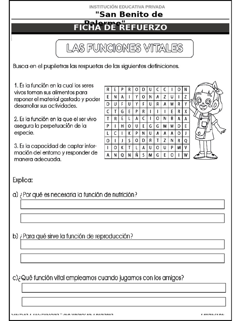 Ficha de Refuerzo: Ciencia 3er Grado | PDF