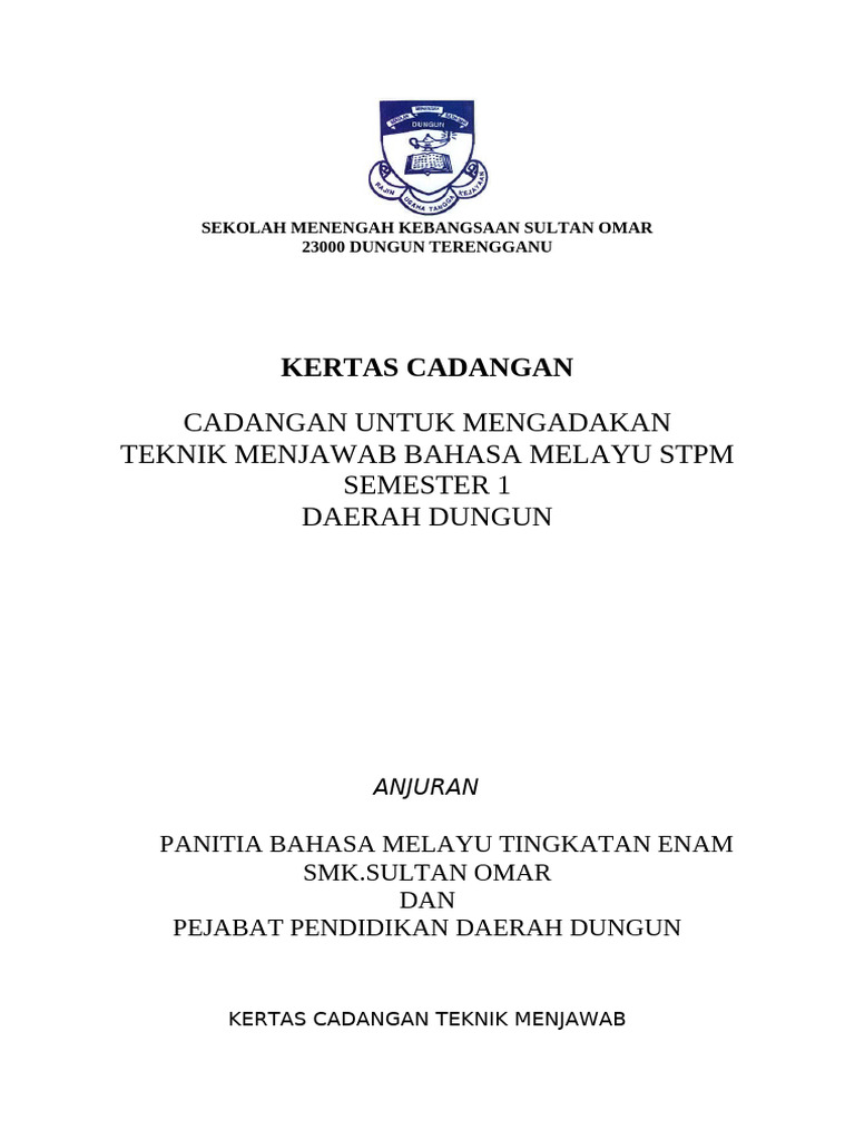 Kertas Cadangan Teknik Menjawab BM s1 (Smkso) | PDF