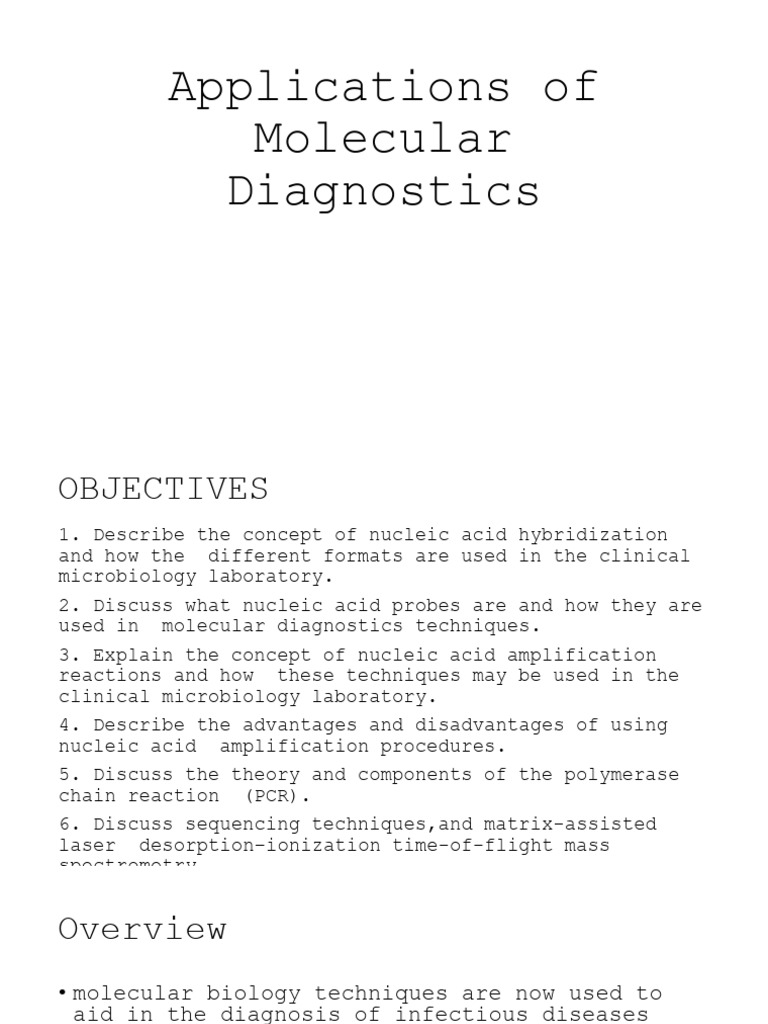 Applications of Molecular Daignostics | PDF | Polymerase Chain Reaction ...