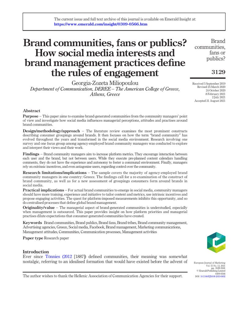 Brand Communities, Fans or Publics - How Social Media Interests and ...