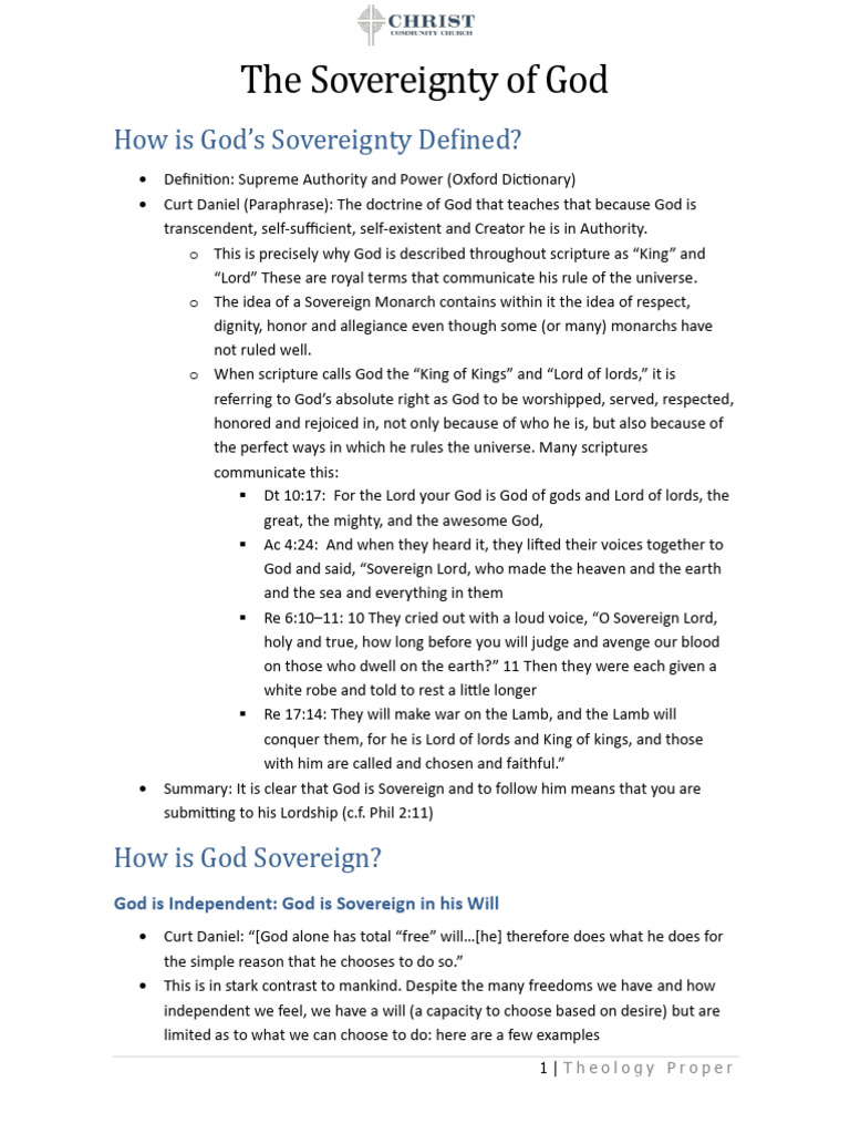 Understanding God's Sovereignty | PDF | Glory (Religion) | Heaven